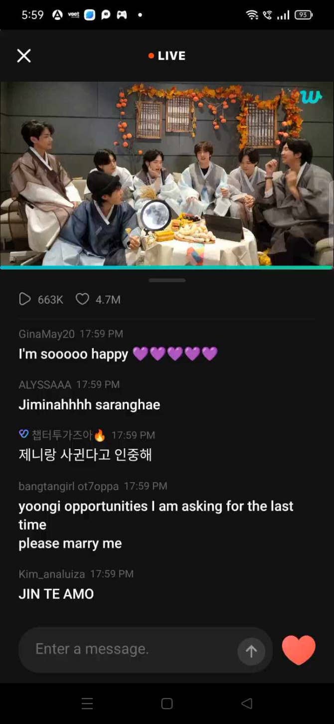 BTS Community Posts - army bts is live on wevers go and watch it ..... ️🫶 go fast army .... ⏩⏩