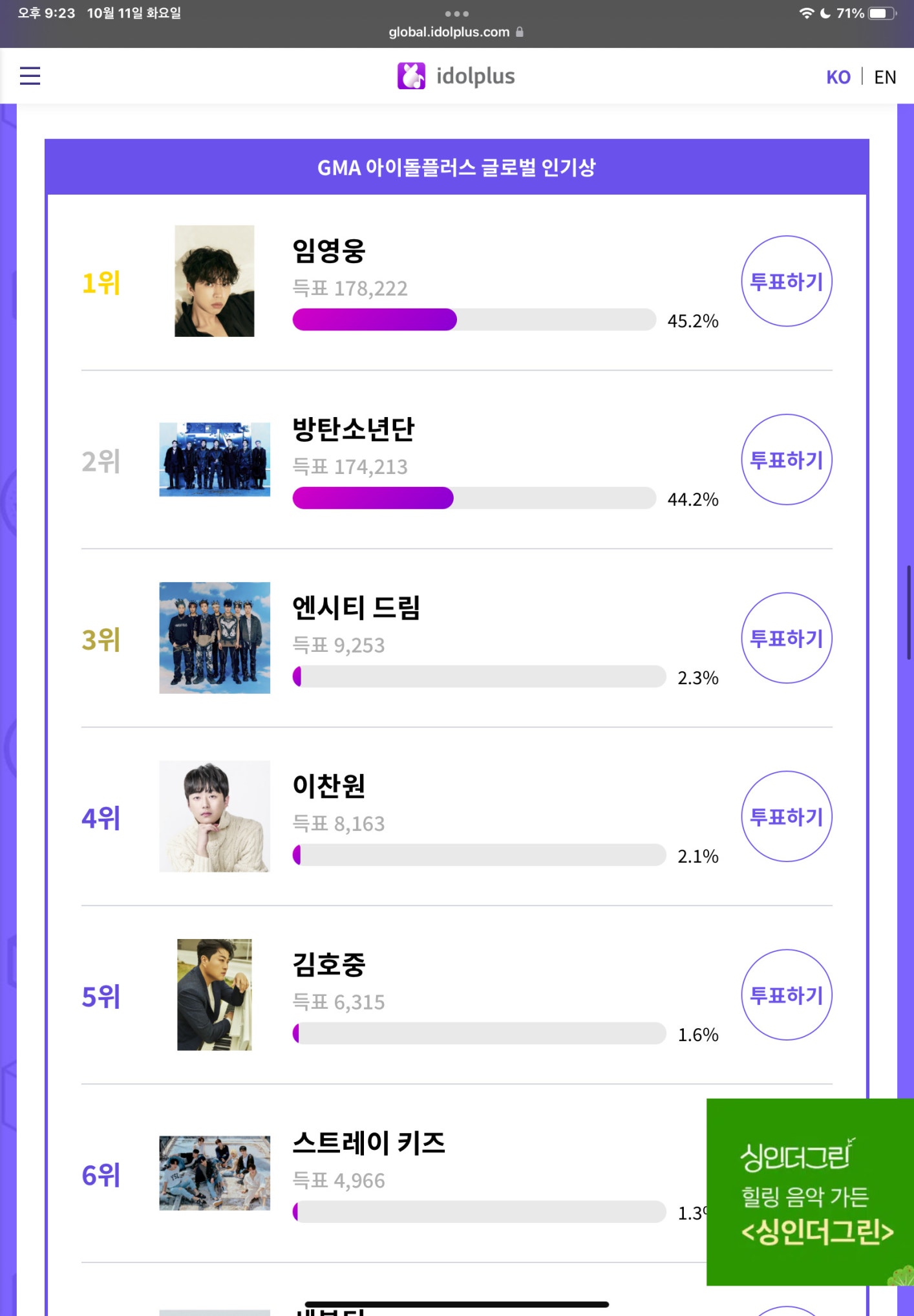 BTS 커뮤니티 포스트 - VOTE FOR BTS PLEASE!! https://global.idolplus.com/vote/NTJjNGI2YW
