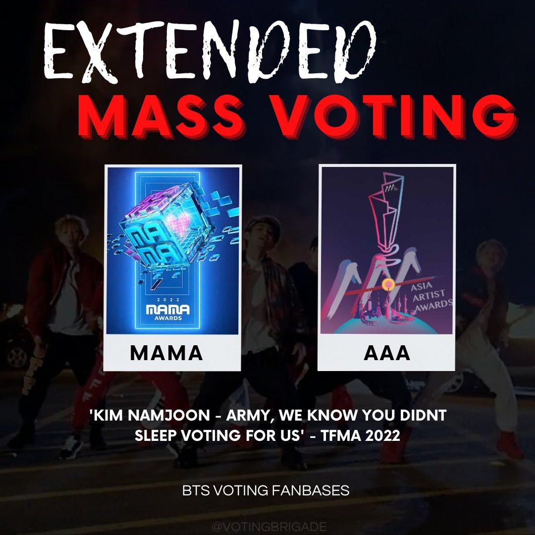 BTS Community Posts - 🚨 EXTENDED MASS VOTING 🚨 Voting on AAA & MAMA has reset! • Start voting ...