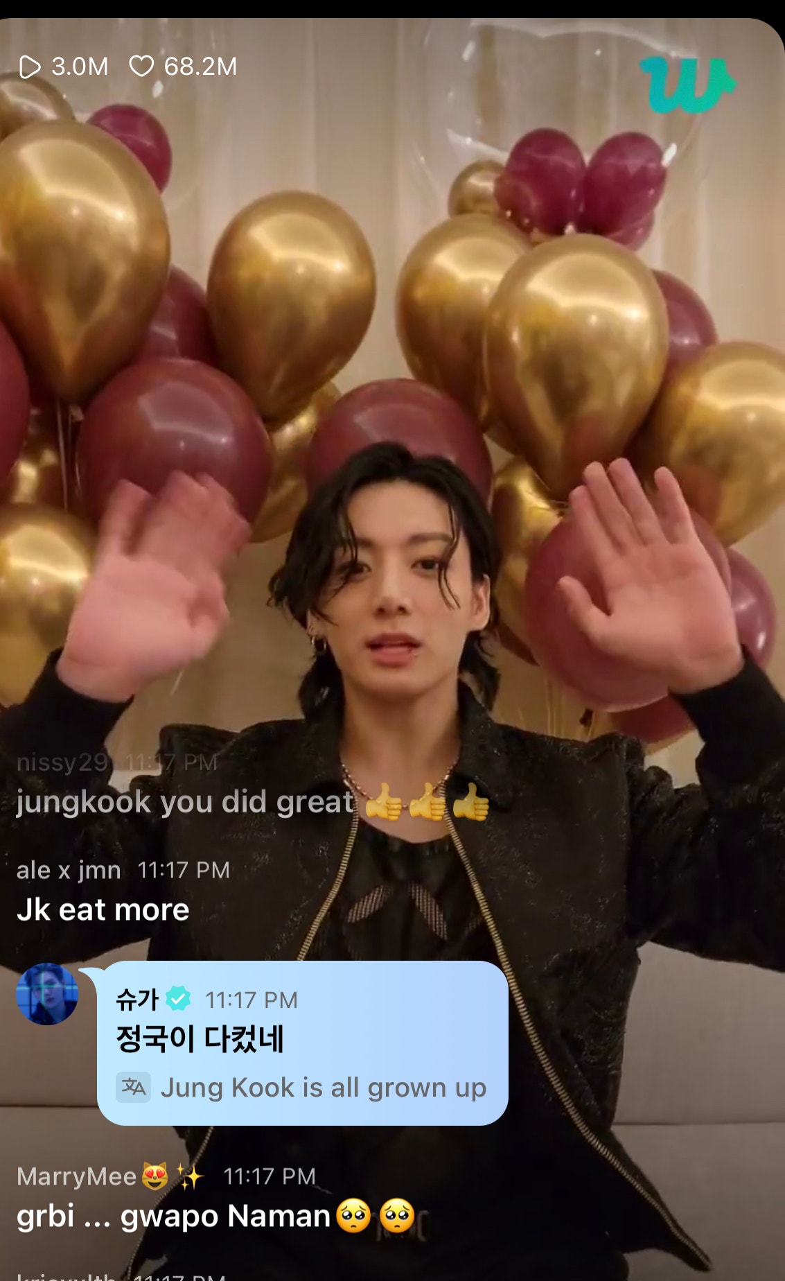 BTS Community Posts - Suga joined weverse live @jungkook 🫶🏻🥹💜